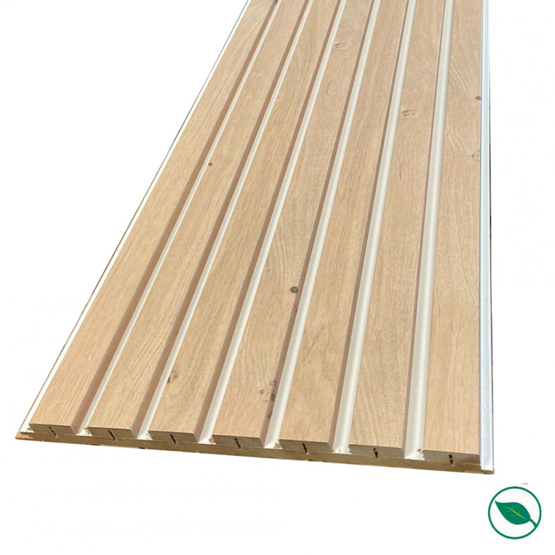 Lot de 2 panneaux tasseaux MDF chêne clair sur fond blanc 2500 x 300 x ...
