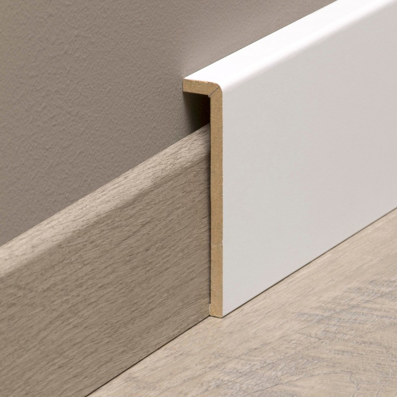 Lot de 5 surplinthes MDF revêtues blanc 2400 x 110 x 19 mm PEFC 70%