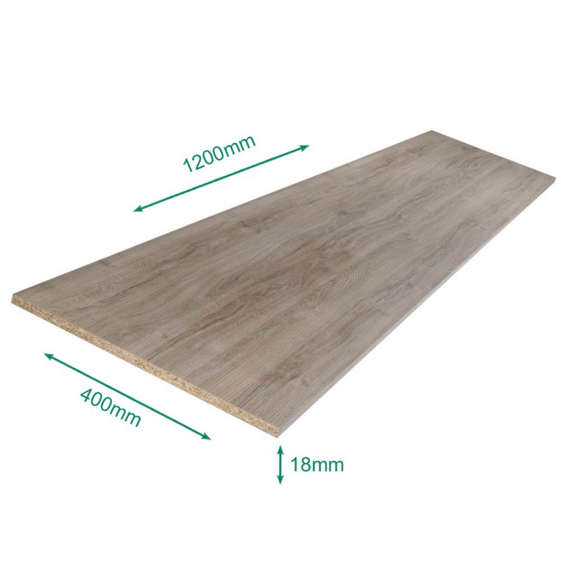 Tablette mélaminé chêne gris 1200 x 400 x 18 mm - PEFC 75%