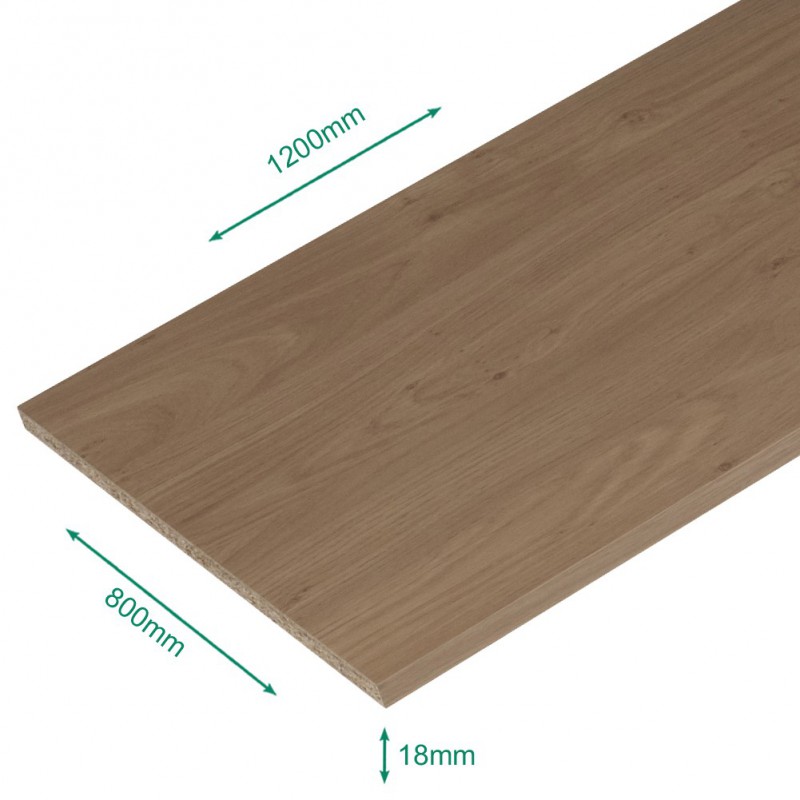 Plateau mélaminé chêne français 1200 x 800 x 18 mm.