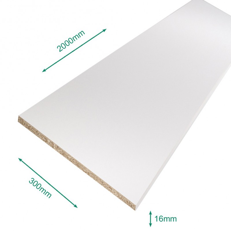 Tablette mélaminé blanc 2000 x 300 x 16 mm - PEFC 75%